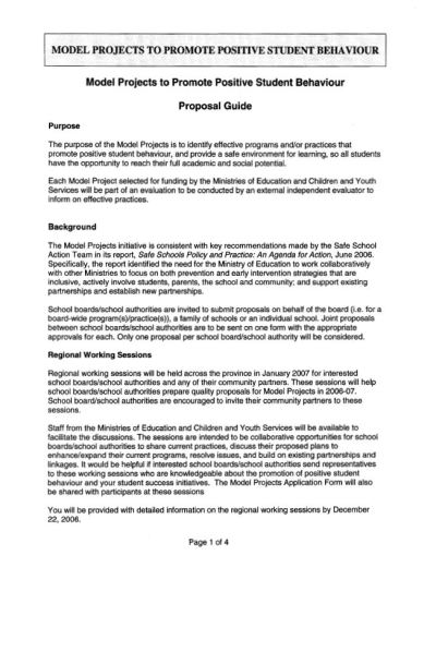 Model Projects to Promote Positive Stude – Publications Ontario