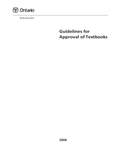 Guidelines for Approval of Textbooks – Publications Ontario