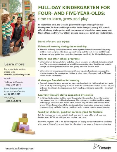 Full-day Kindergarten for Four- and Five – Publications Ontario