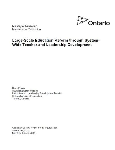 Large-Scale Education Reform through Sys – Publications Ontario