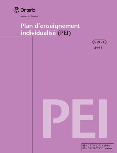 Plan d'enseignement individualisé (PEI) – Publications Ontario