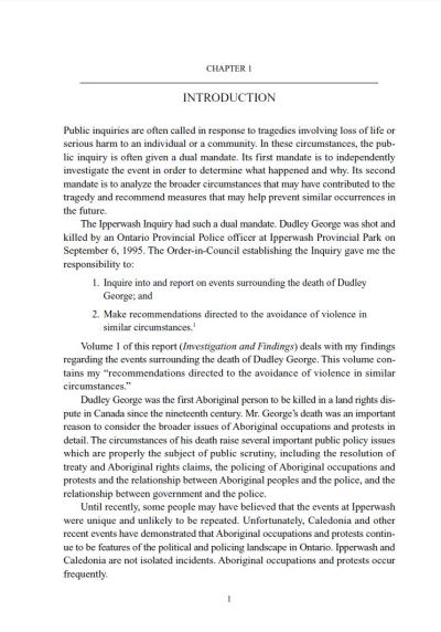 Report of the Ipperwash Inquiry: Chapter – Publications Ontario