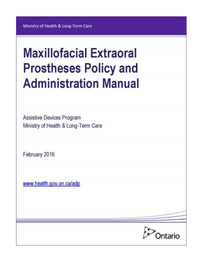 Maxillofacial Extraoral Prostheses Polic – Publications Ontario