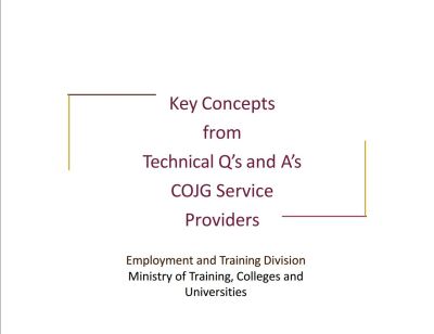 Key Concepts from Technical Q's and A's – Publications Ontario