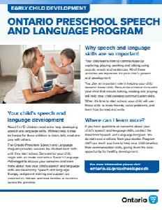 Preschool Speech and Language Fact Sheet – Publications Ontario