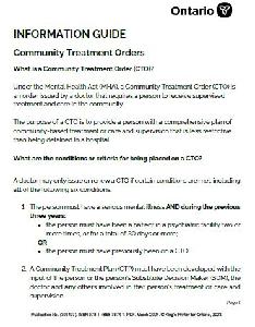 Community Treatment Orders – Publications Ontario