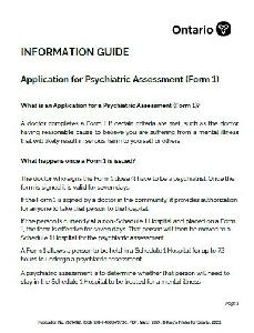 Application for Psychiatric Assessment – Publications Ontario