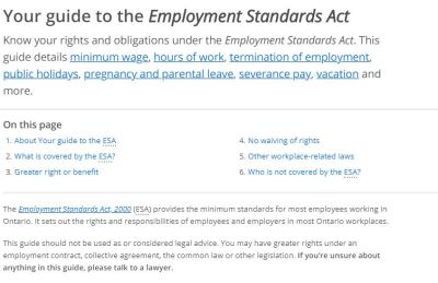Your Guide to the Employment Standards Act – Publications Ontario