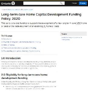 Long-term care Home Capital Development Funding Policy, 2020 ...