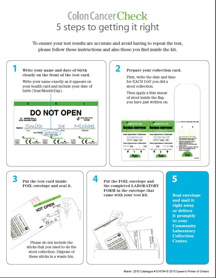 ColonCancerCheck 5 steps to getting it r – Publications Ontario