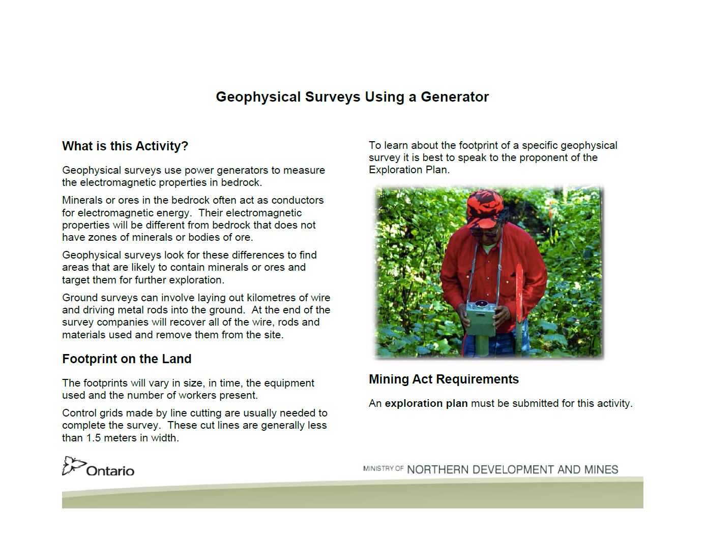 Geophysical Surveys Using a Generator – Publications Ontario