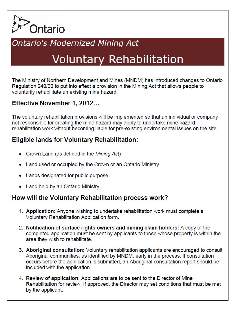 Voluntary Rehabilitation – Publications Ontario