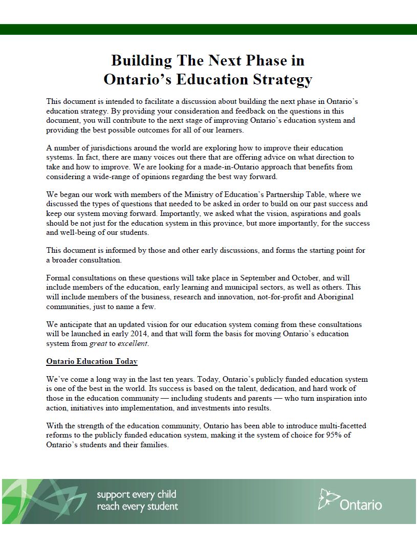 Building the next phase in Ontario's edu – Publications Ontario