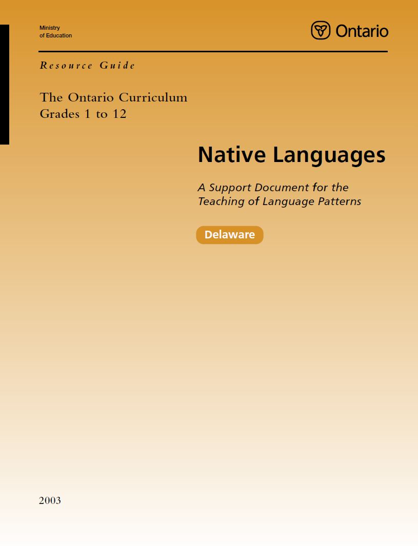 Native Languages Grades 1 to 12 Delaware – Publications Ontario
