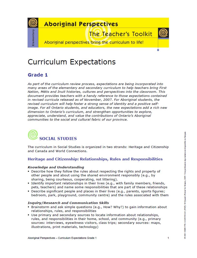 Curriculum Expectations – Publications Ontario