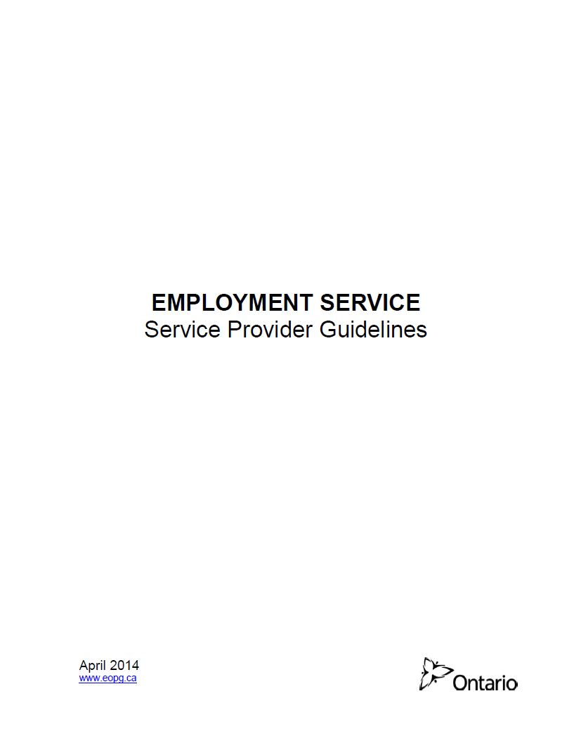 Empoloyment Service Service Provider Gui – Publications Ontario