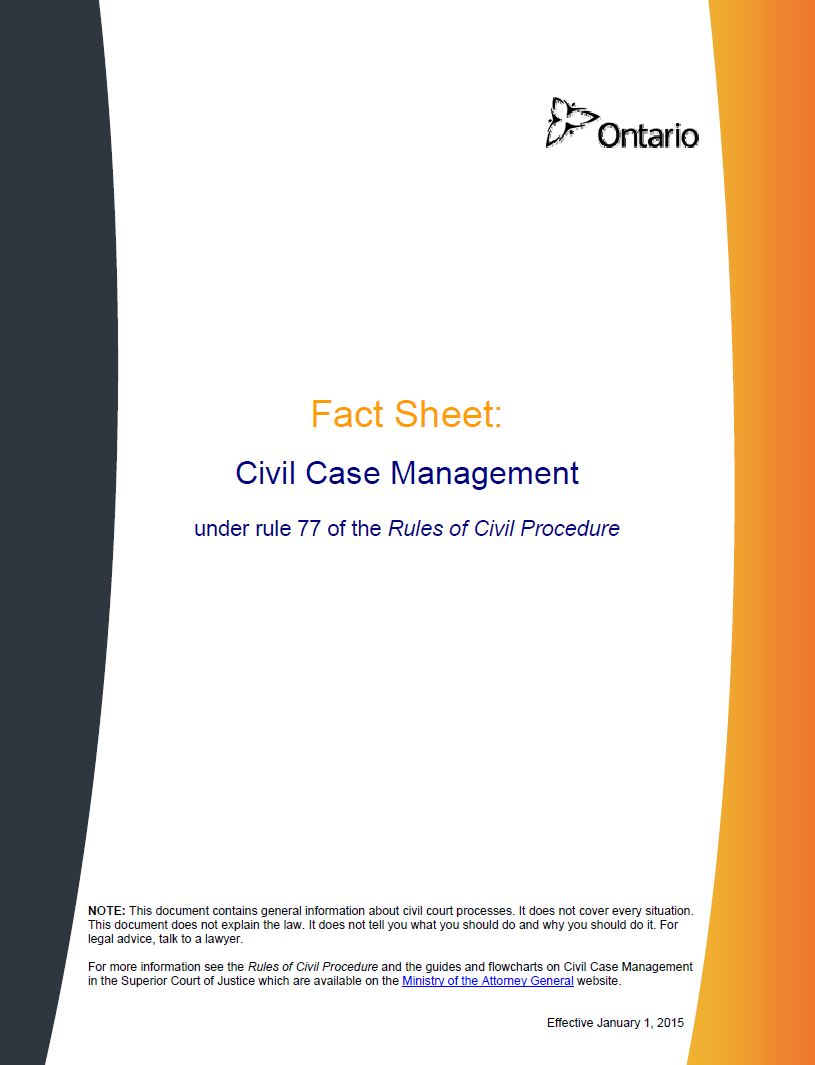 Fact Sheet: Civil Case Management under – Publications Ontario