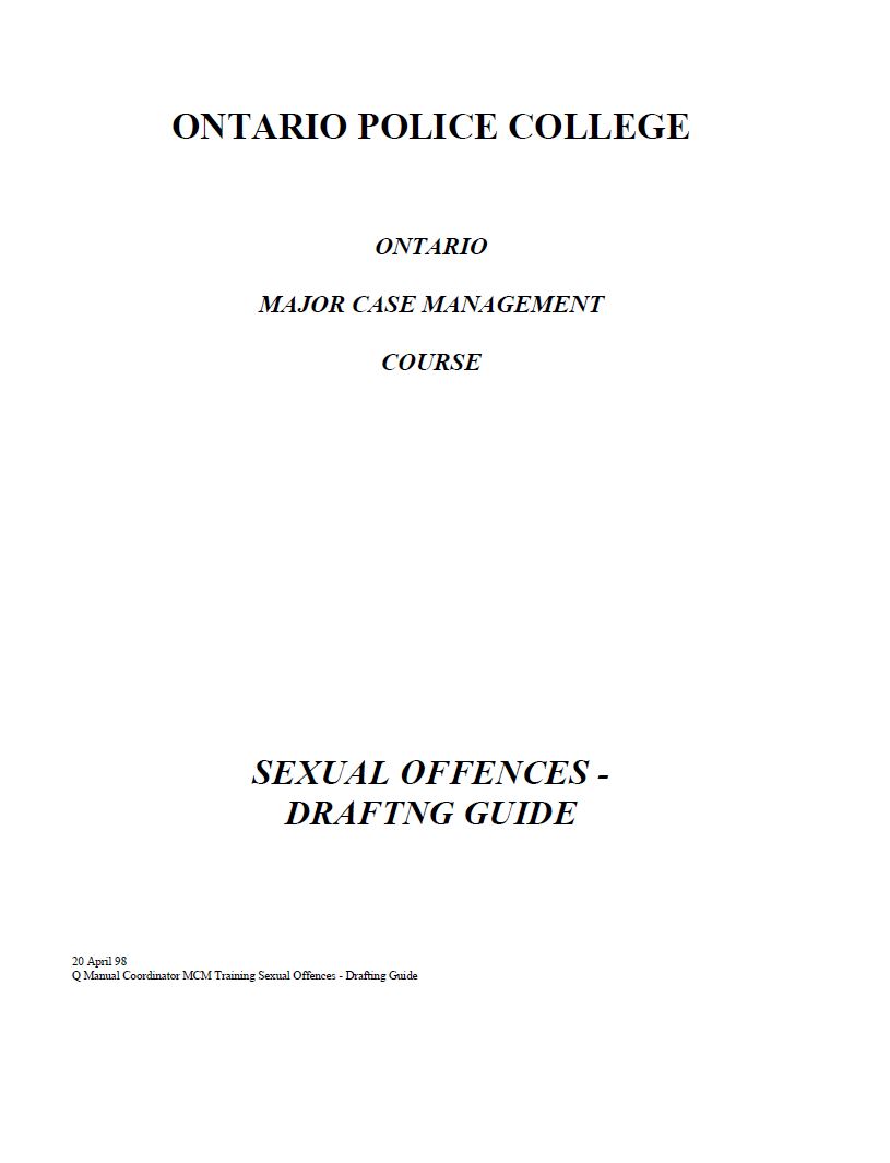 Sexual Offences Drafting Guide Publications Ontario