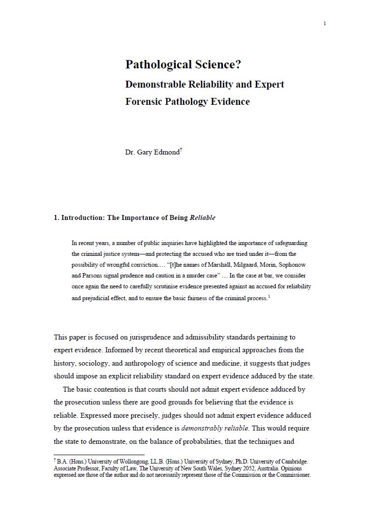 Demonstrable Reliability and Expert Fore – Publications Ontario