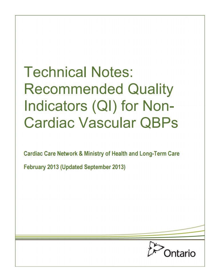 Technical Notes: Recommended Quality Ind – Publications Ontario