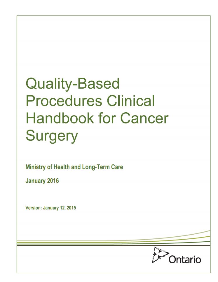 Quality-Based Procedures Clinical Handbo – Publications Ontario