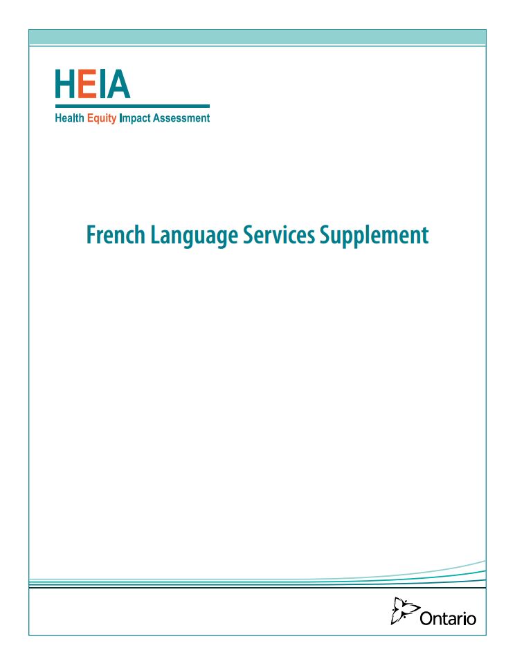 French Language Services Supplement – Publications Ontario