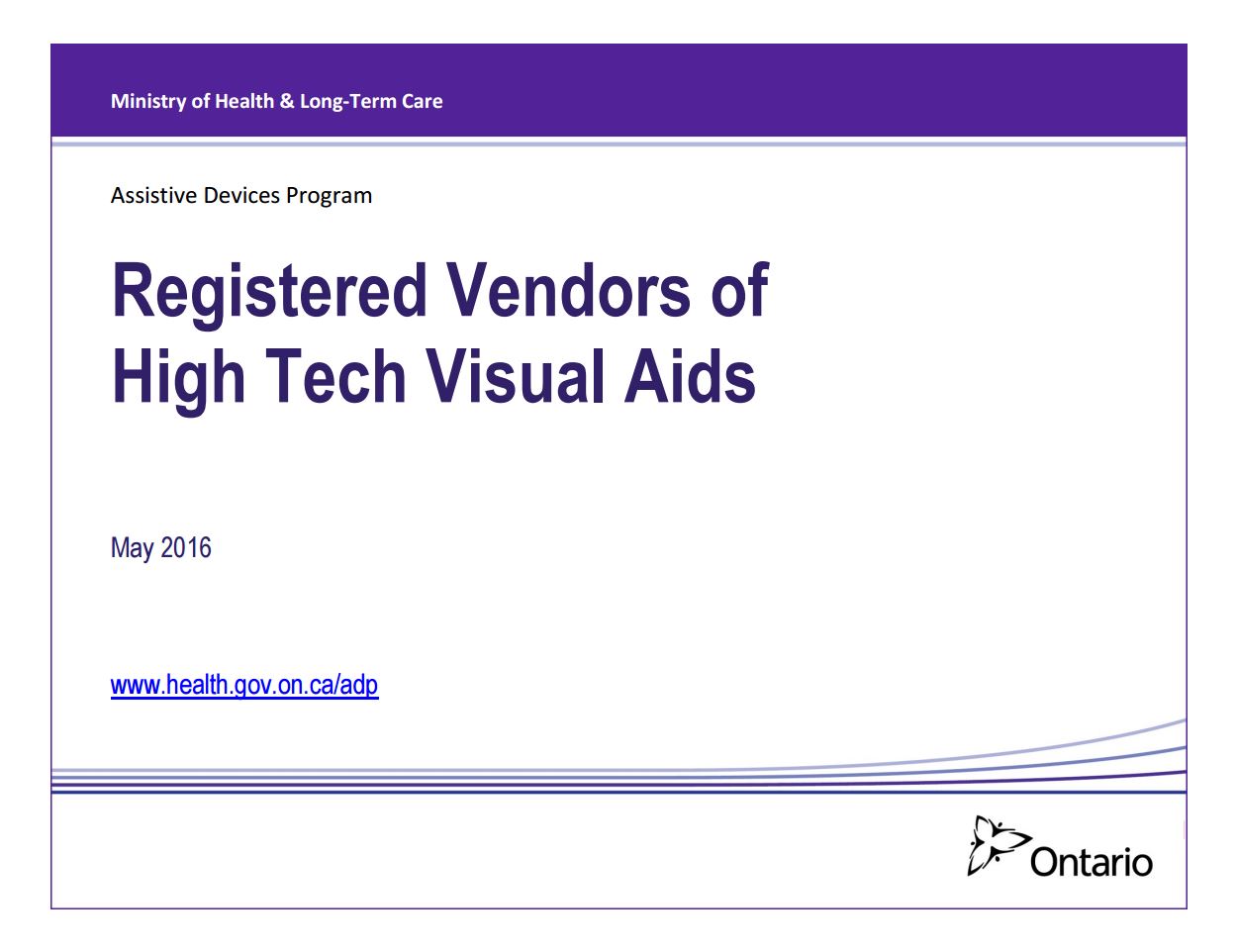 Registered Vendors For: Visual Aids (Hig – Publications Ontario