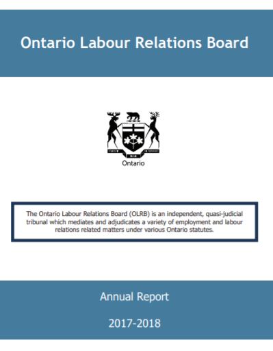 Annual report - Ontario Labour Relations – Publications Ontario Annual report - Ontario Labour Relations – Publications Ontario