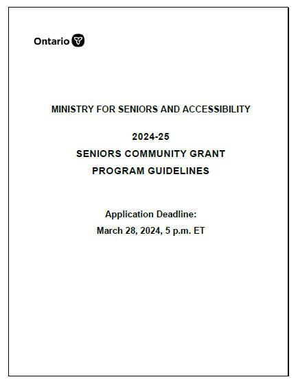 2024-25 Seniors Community Grant Program Guidelines – Publications Ontario