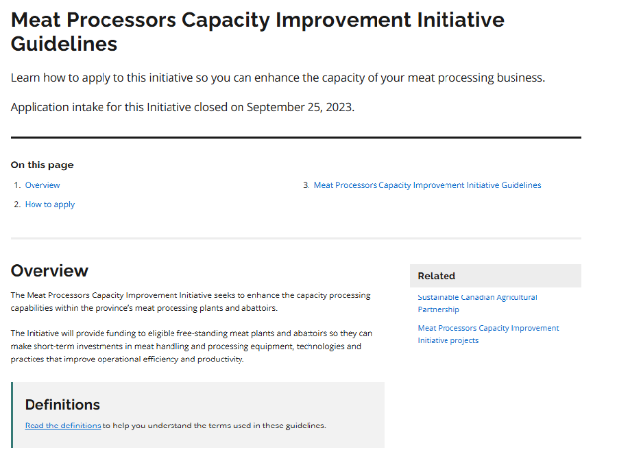 Meat Processors Capacity Improvement Initiative Guidelines ...