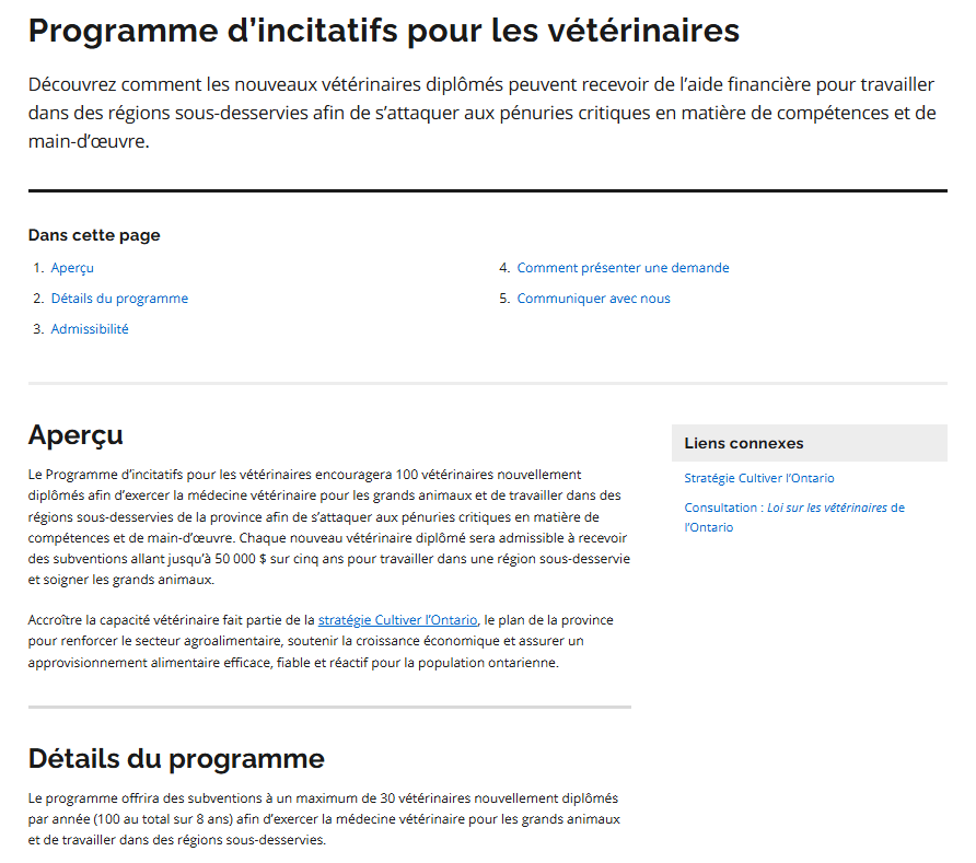 Programme d’incitatifs pour les vétérinaires – Publications Ontario