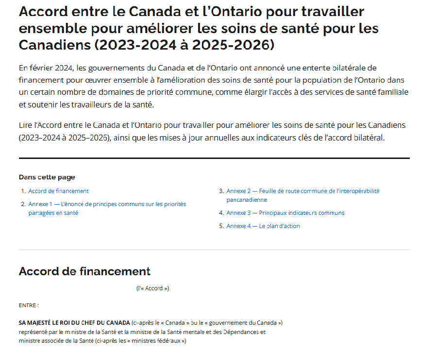 Accord entre le Canada et l’Ontario pour travailler... – Publications ...