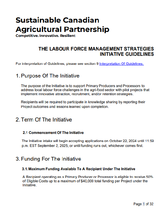 The Labour Force Management Strategies Initiative Guidelines ...